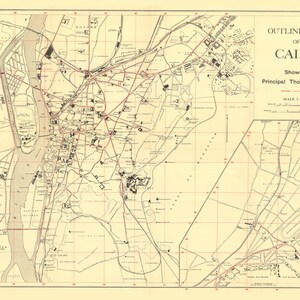 1940 Map of Cairo Egypt African Geography Vintage Antique Cartography ...