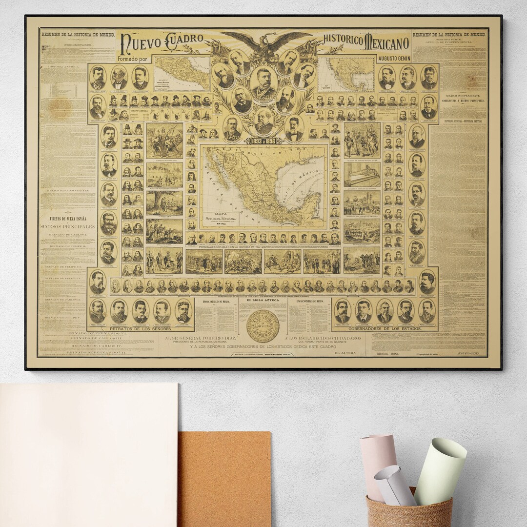 1890 Timeline Chart and Map Showing the History of Mexico Historical ...