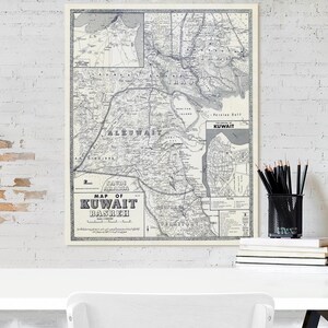 1965 Map of Kuwait & Basrah Iraq Historical Middle East Geography ...