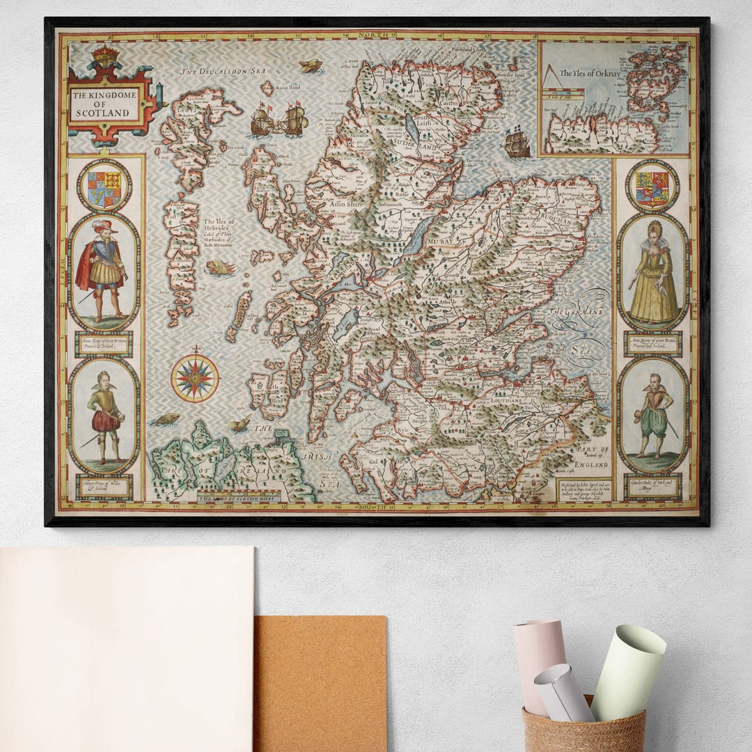 1610 John Speed Map of the Kingdom Scotland Highland Scottish History ...