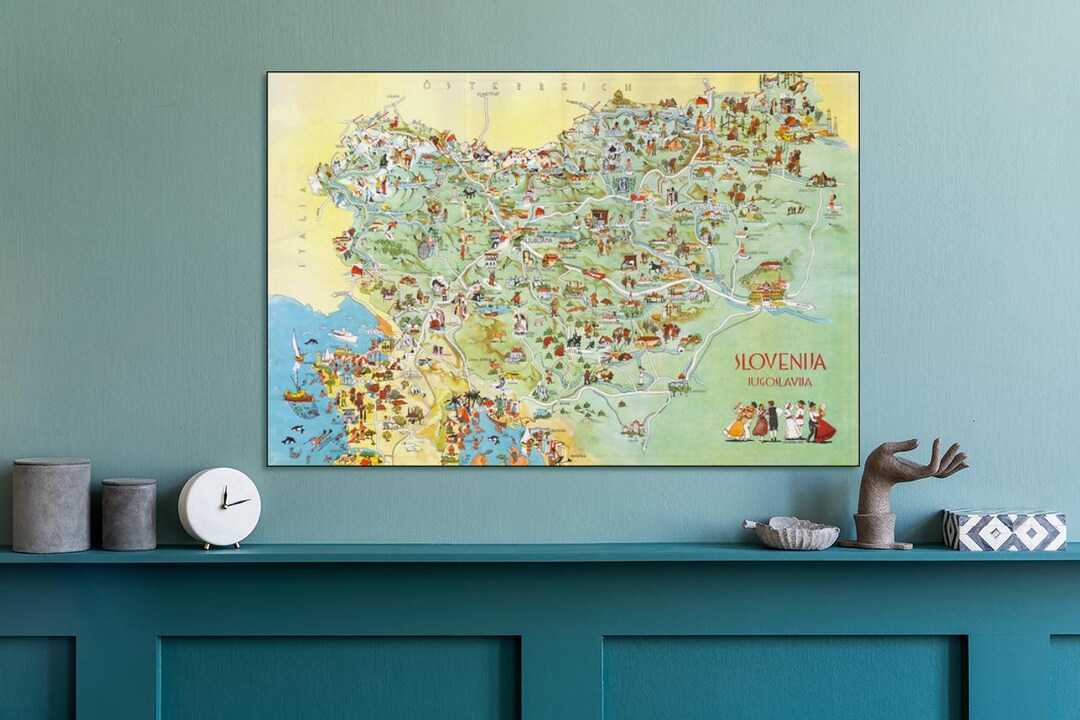 Pictorial Map of Slovenia Historical European Geography Vintage ...