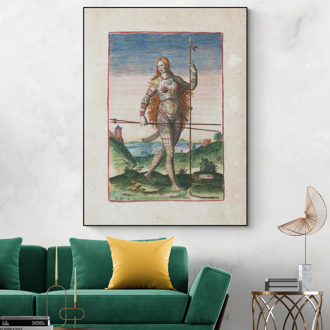 Pictish Warrior Woman – Medieval Celtic Tattooed Fighter Art Print ...
