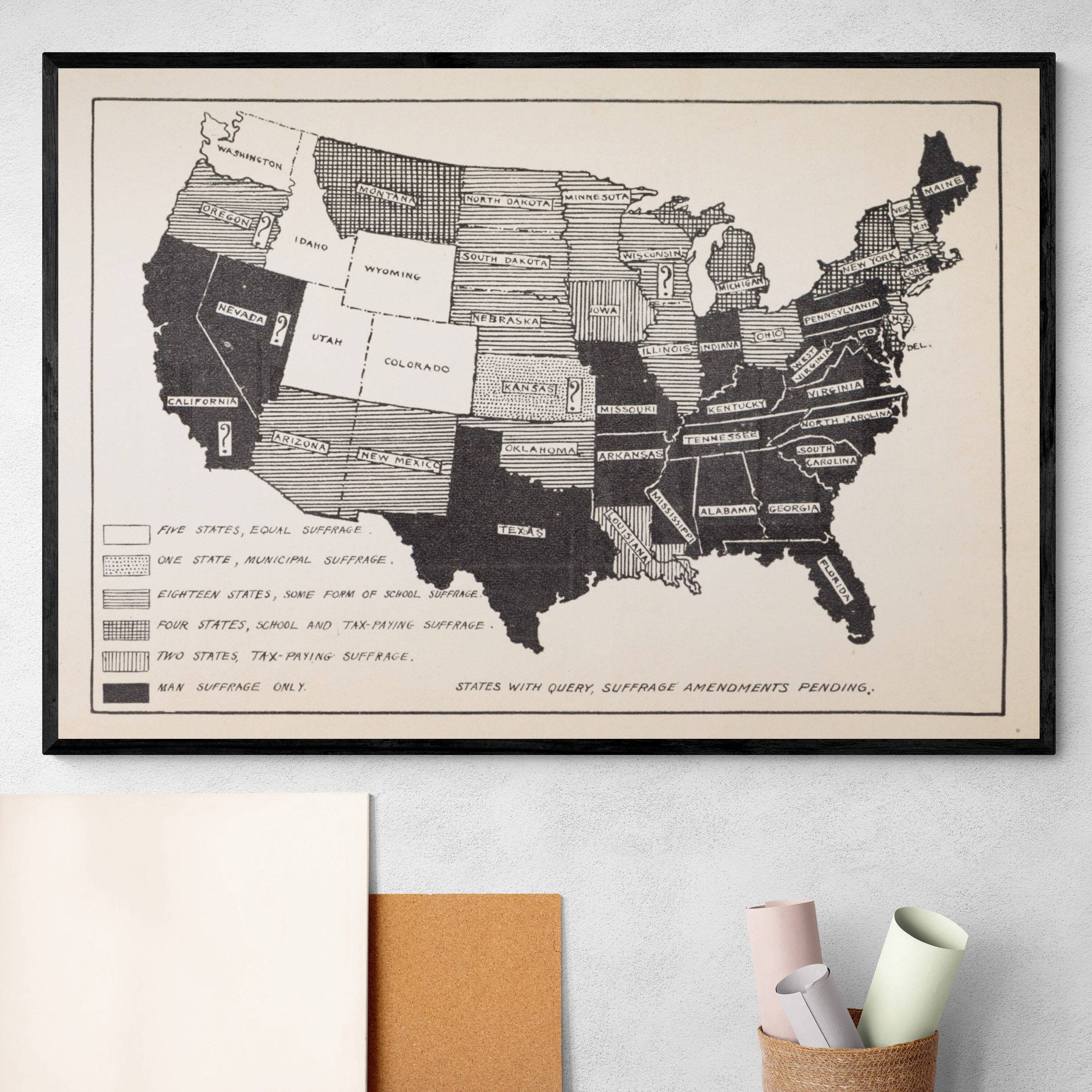 1910 Map of Women's Suffrage in the USA Feminism - Etsy Australia