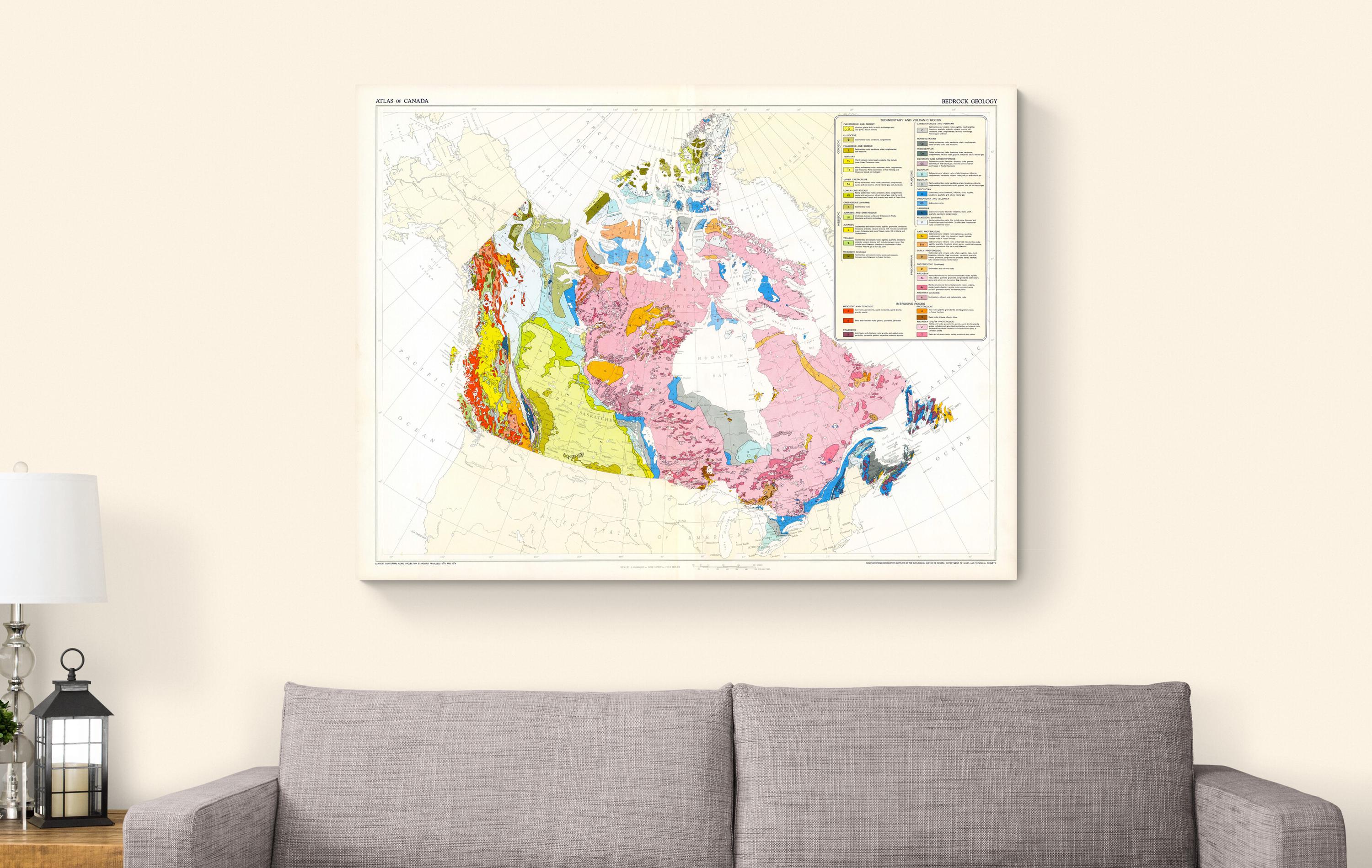 Geological Map of Canada – Detailed Scientific Survey Showing Rock ...