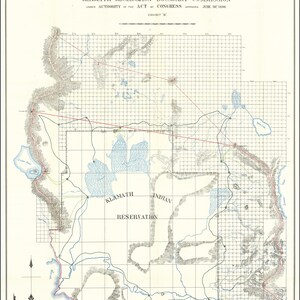 1896 Map of Klamath Indian Reservation Native American Geography ...