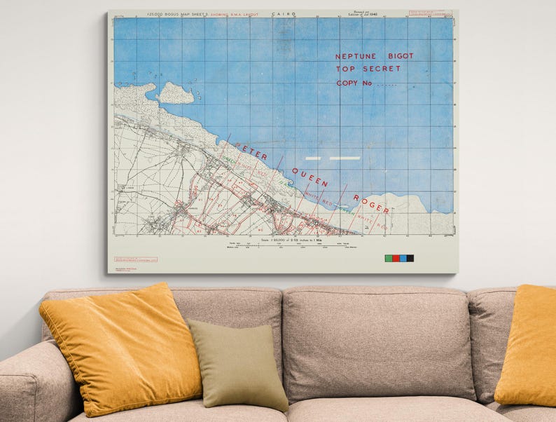 1944 BIGOT Map of D-day Sword Beach – Top Secret British Landing Plan ...