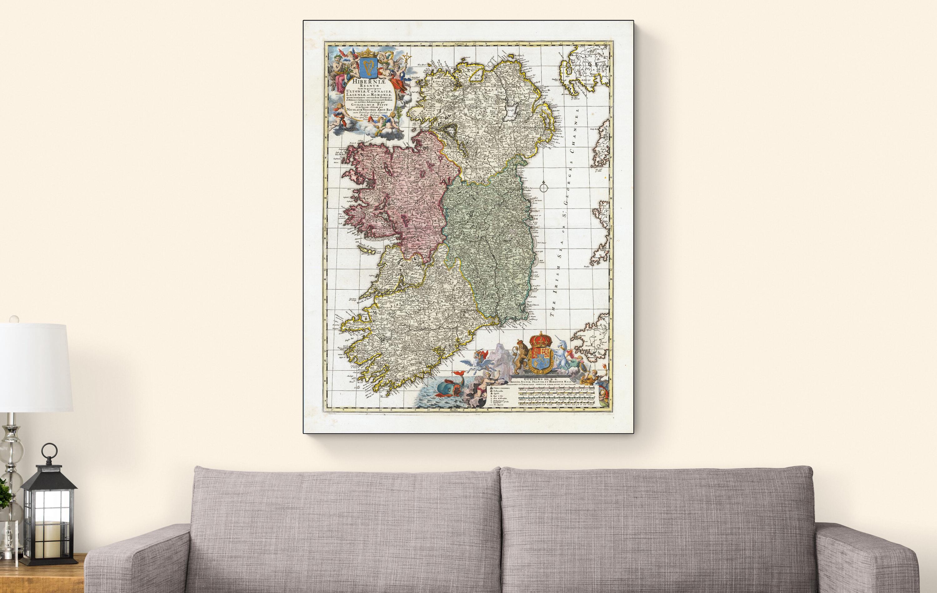 17th Century Down Survey Map of Ireland – Historic Cromwellian-era ...