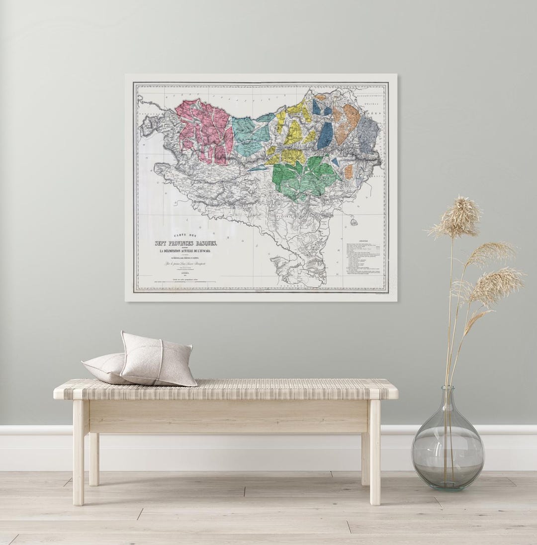 1863 Linguistic Map of Basque Country in Spain and France Euskadi ...