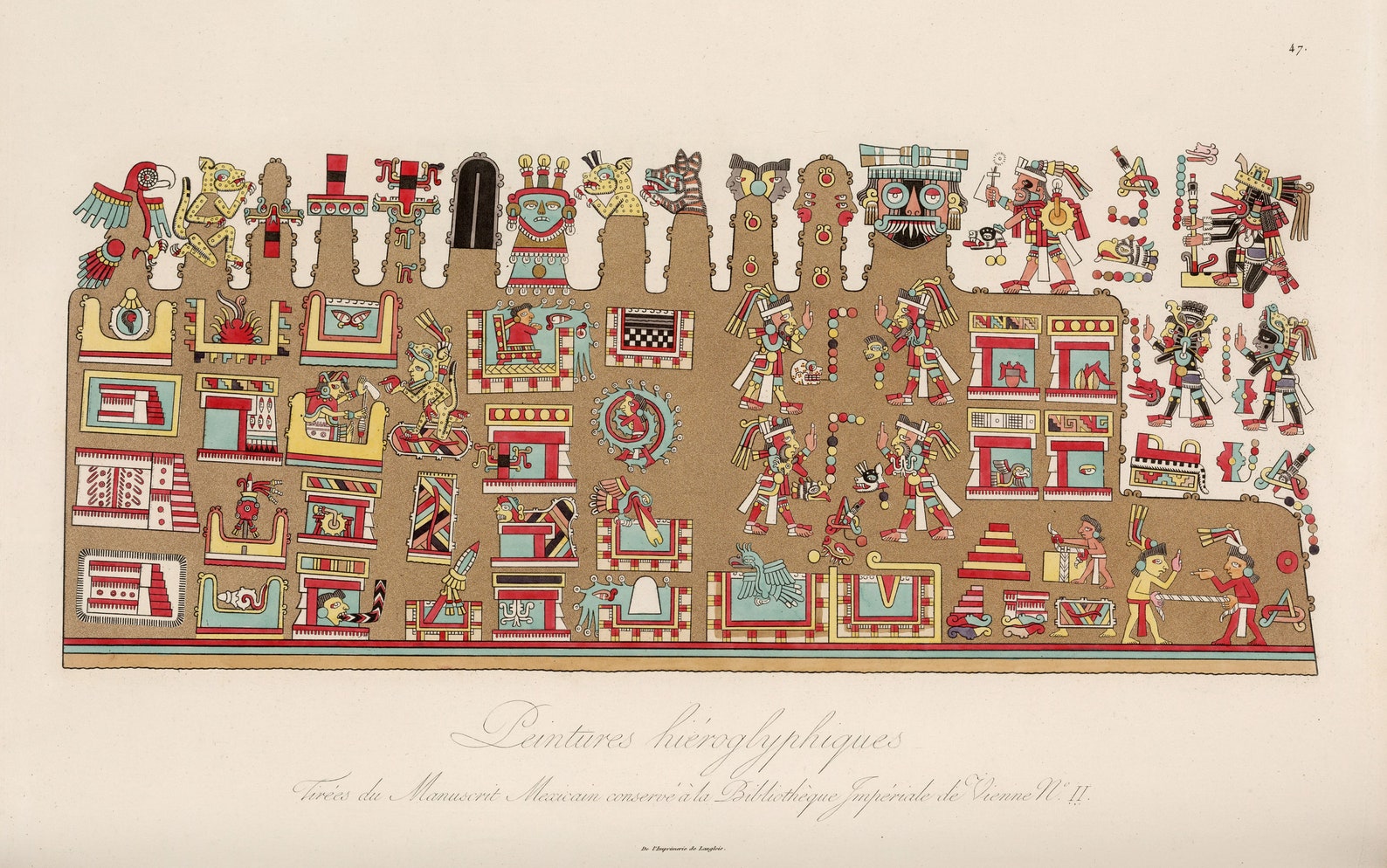 Chart Diagram of Aztec Nahuatl Script Hieroglyphics Symbols Indigenous ...