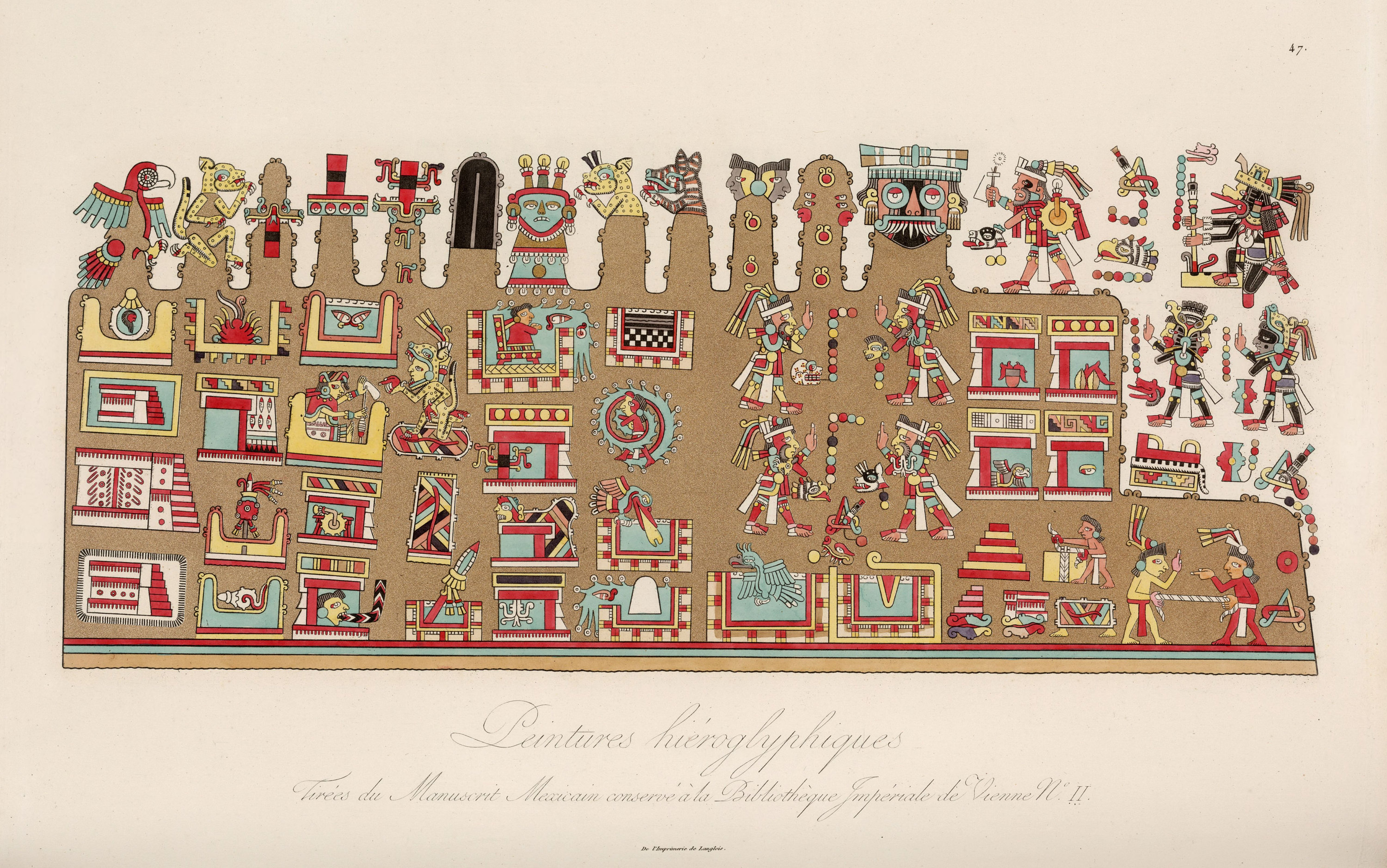 Chart Diagram of Aztec Nahuatl Script Hieroglyphics Symbols Indigenous ...