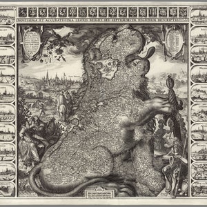 1611 Medieval Leo Belgicus Lion Map of Netherlands Belgium & - Etsy