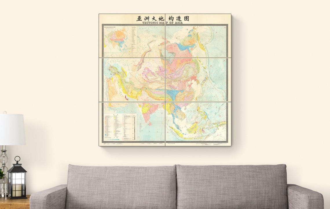 Tectonic Map of Asia – Detailed Geological Cartography Showing Fault ...