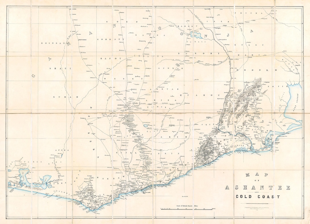 1873 Map of Asante Empire and Ghana During Third Anglo-ashanti War ...