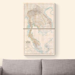 1900 Map of Thailand Kingdom of Siam Thai History Cartography Decor ...