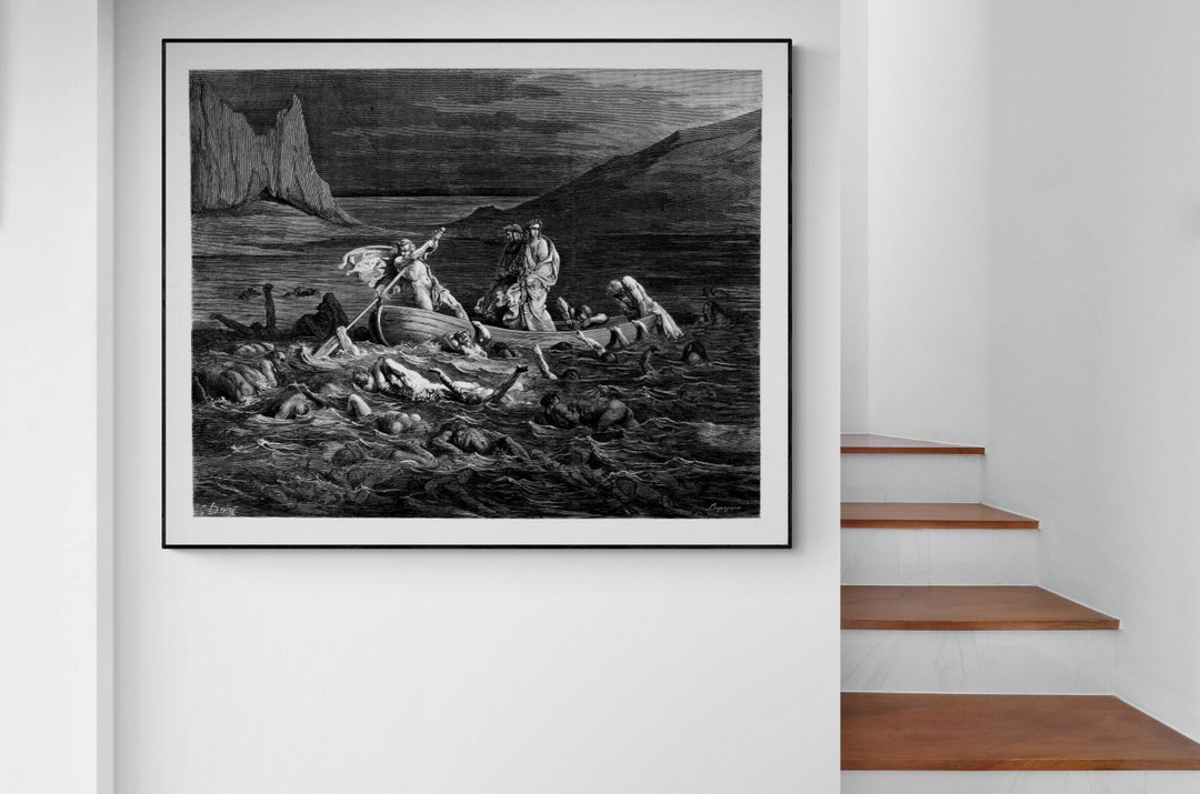 Phlegyas Ferries Dante and Virgil Across the Styx Gustave Dore Divine ...