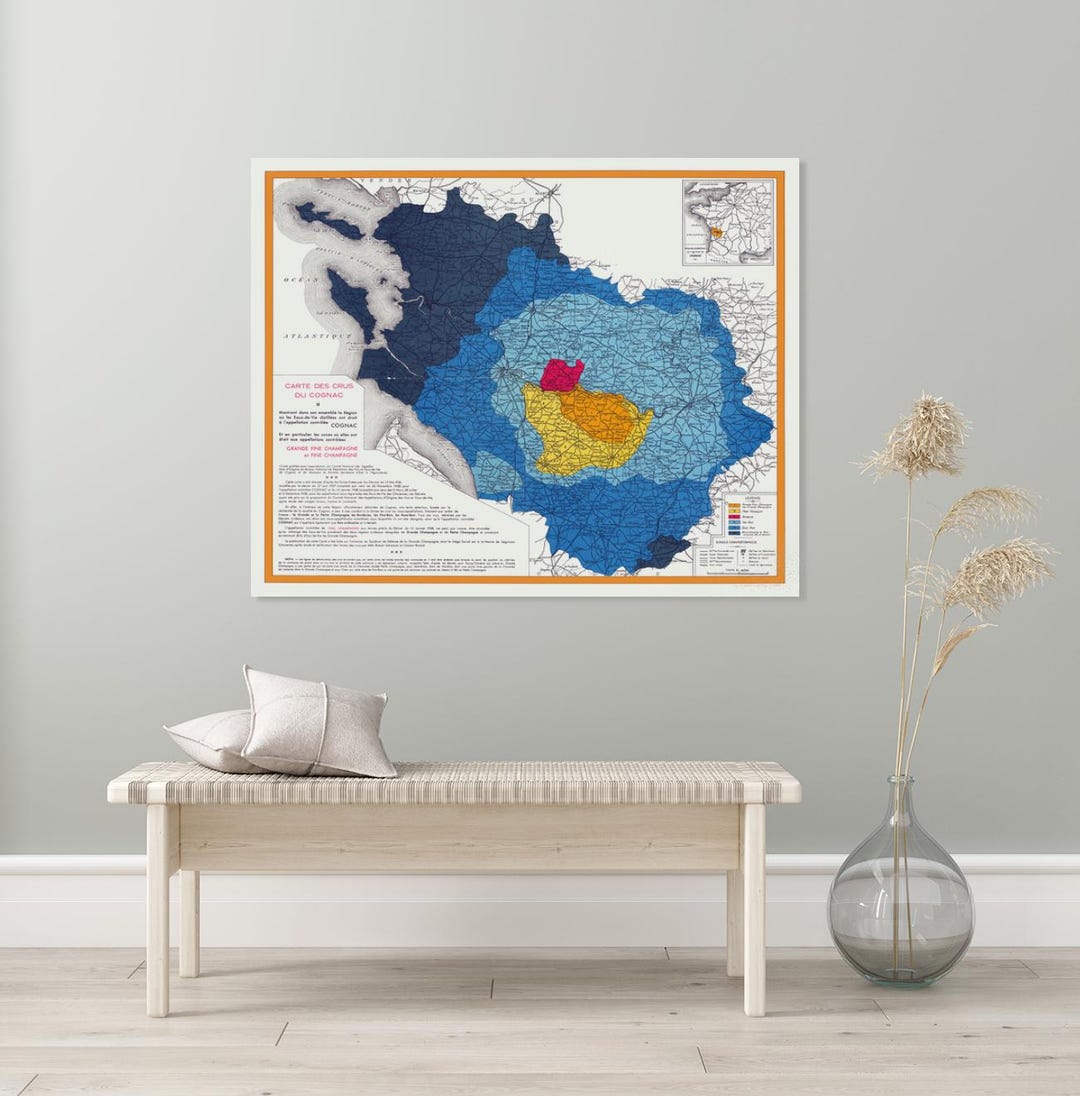 Viniculture Map of Cognac France French Wine Making Geography ...
