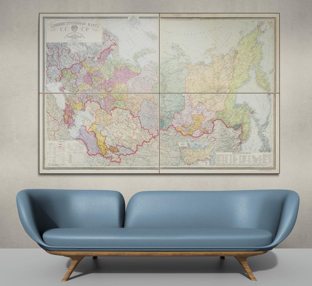 1936 Administrative Map of the Soviet Union CCCP USSR Eastern European ...