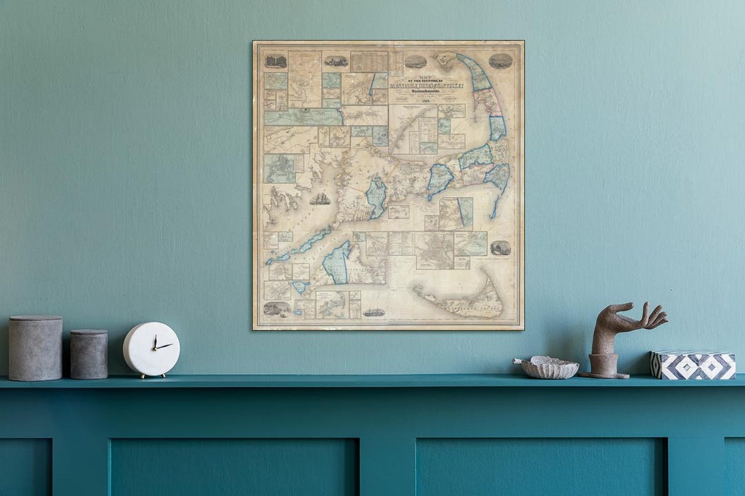 1858 Massive Map of Cape Cod Nantucket and Martha's Vineyard ...