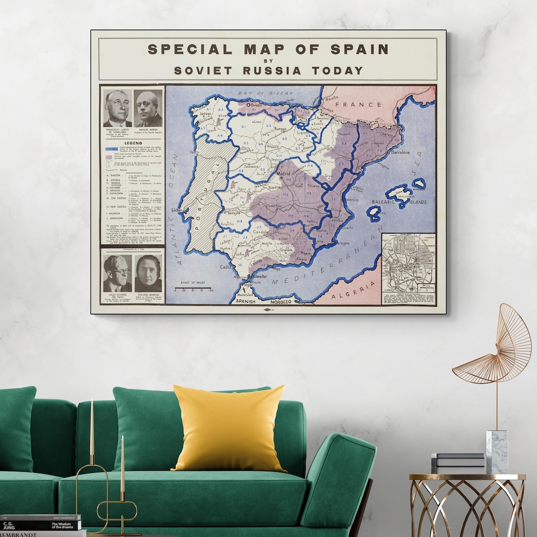 1937 Map of Spain – Cartography of the Spanish Civil War Depicting ...