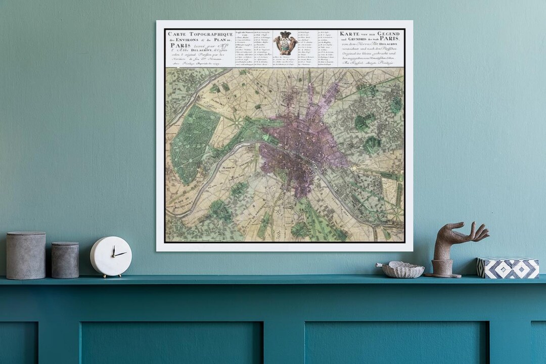 1739 Map of Paris France Historical European Geography Antique French ...