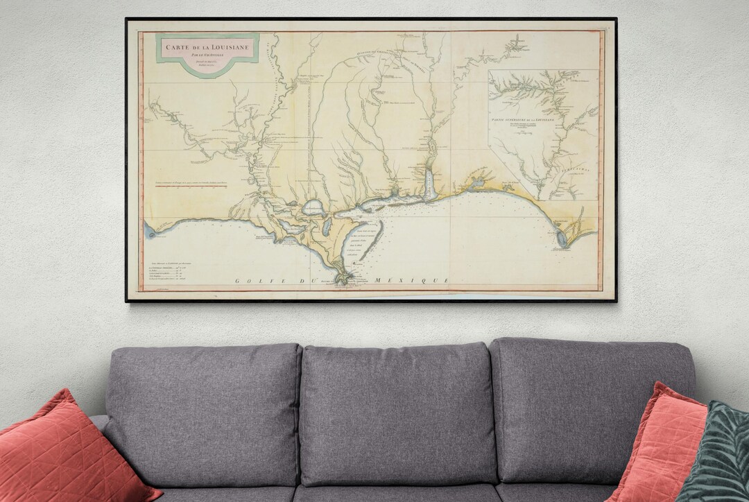 1752 Map of the Gulf Coast French Louisiana Historical American ...