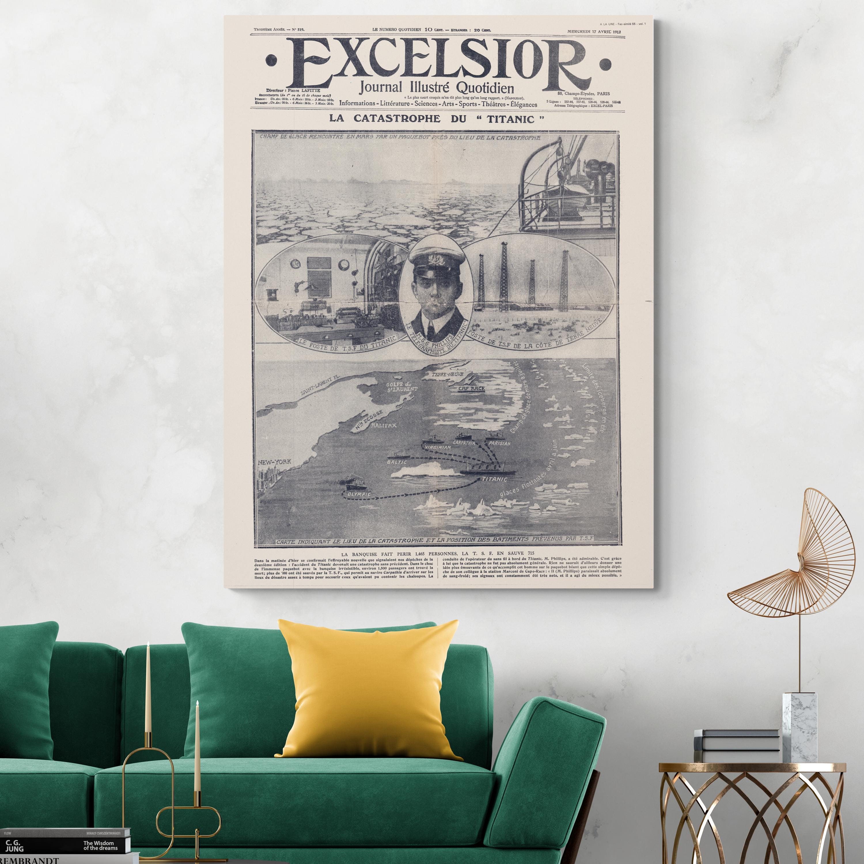 Titanic Sinking Map – 1912 Newspaper Illustration Art Print | Maritime ...