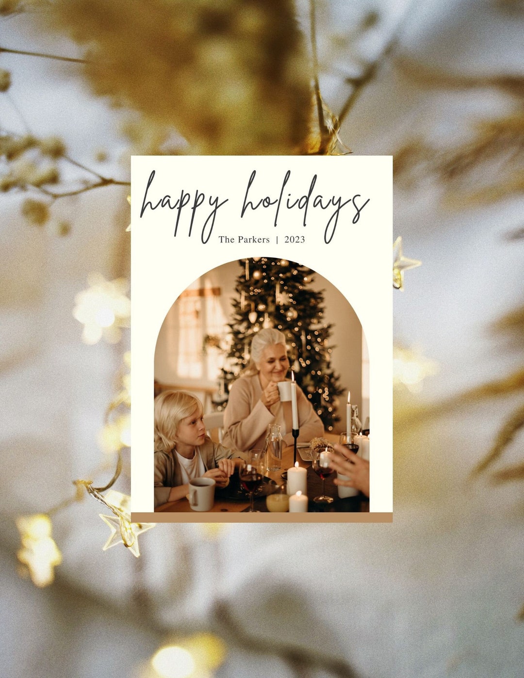 EDITABLE Minimalist Christmas Card, Double Sided Holiday Card ...