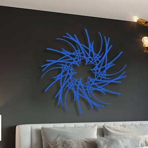 Glossy Blue Metal Storm Sign Wall Hanging,luxury Wall Decor,blue Metal ...