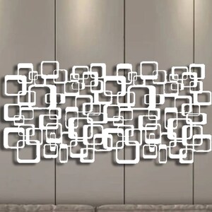 Geometric Horizontal White Metal Wall Art,white Metal Wall Hanging ...