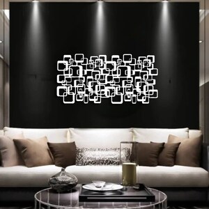 Geometric Horizontal White Metal Wall Art,white Metal Wall Hanging ...