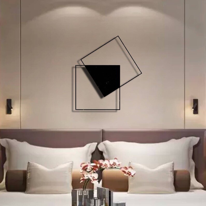 Rectangle Metal Wall Art, Minimalist Living Room Wall Sculpture ...