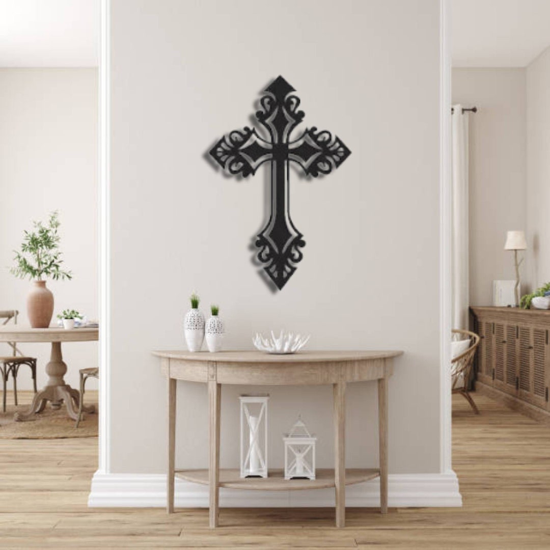 Cross Sign Black Metal Wall Art,christian Cross Sign Metal Wall Decor ...