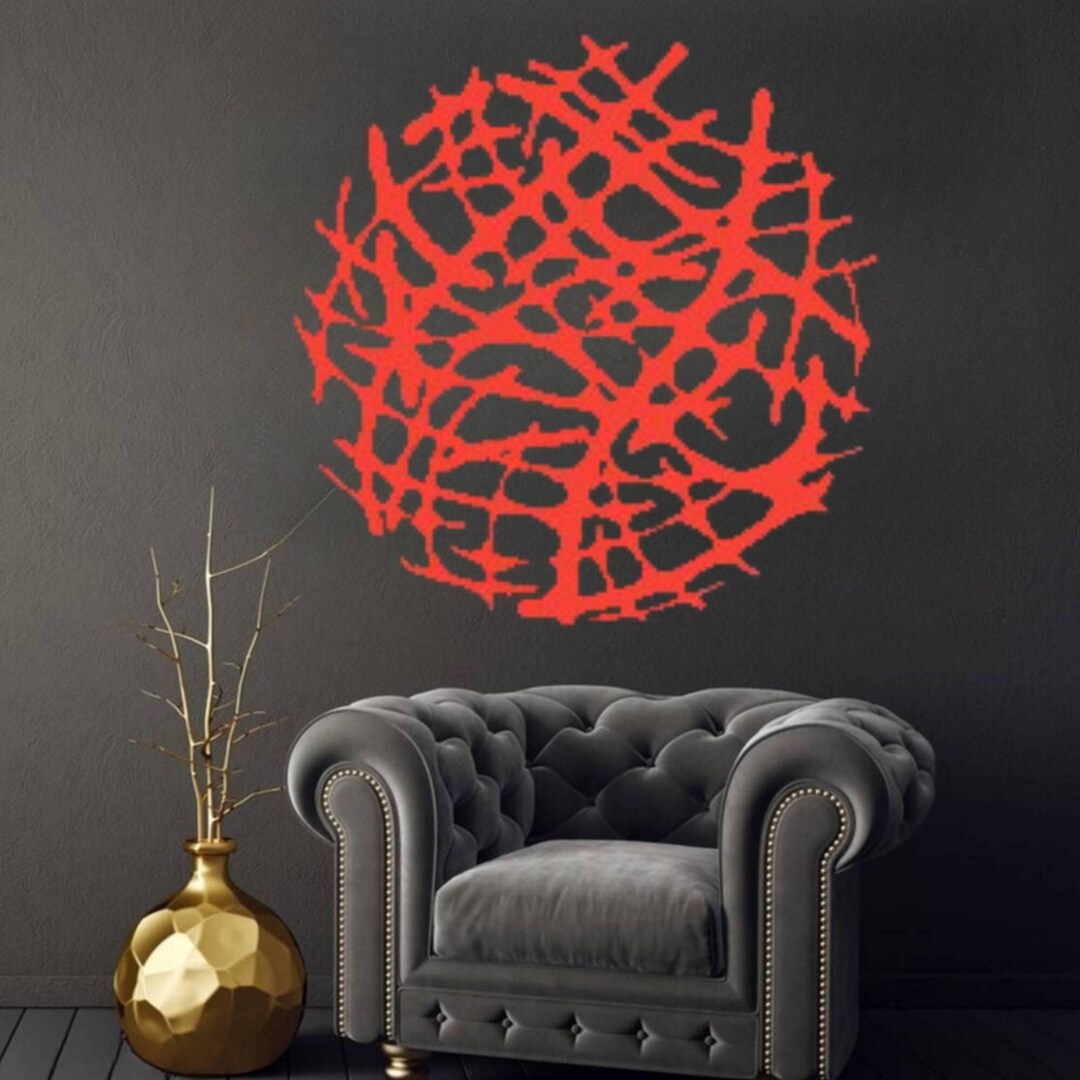 Circular Red Metal Storm Sign Wall Art,red Metal Sketch Sign for Wall ...