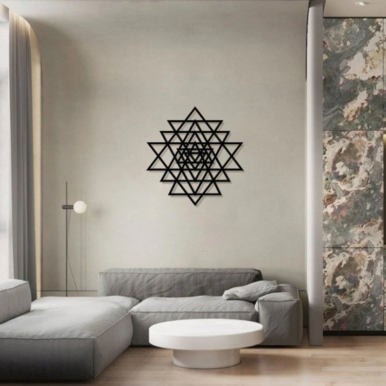 Geometric Metal Wall Art Metal Triangle in Triangle Sign for - Etsy
