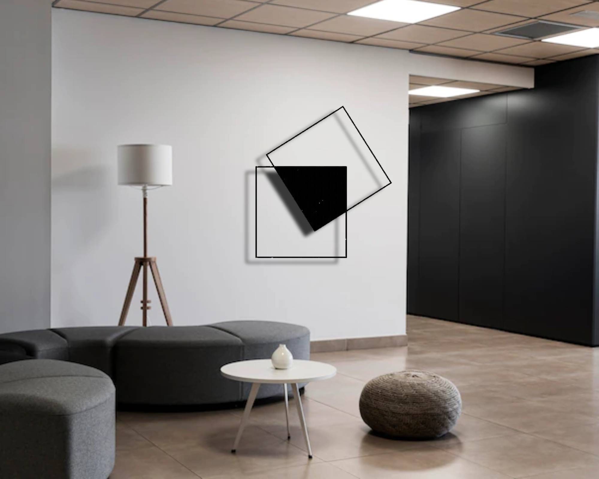 Rectangle Metal Wall Art, Minimalist Living Room Wall Sculpture ...
