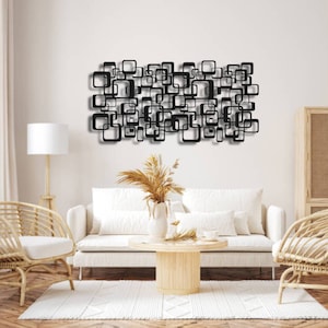 Geometric Horizontal White Metal Wall Art,white Metal Wall Hanging ...