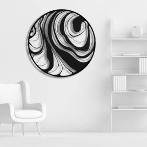 Circular Metal Waves Sign Wall Art,metal Ocean Sign for Wall,geometric ...