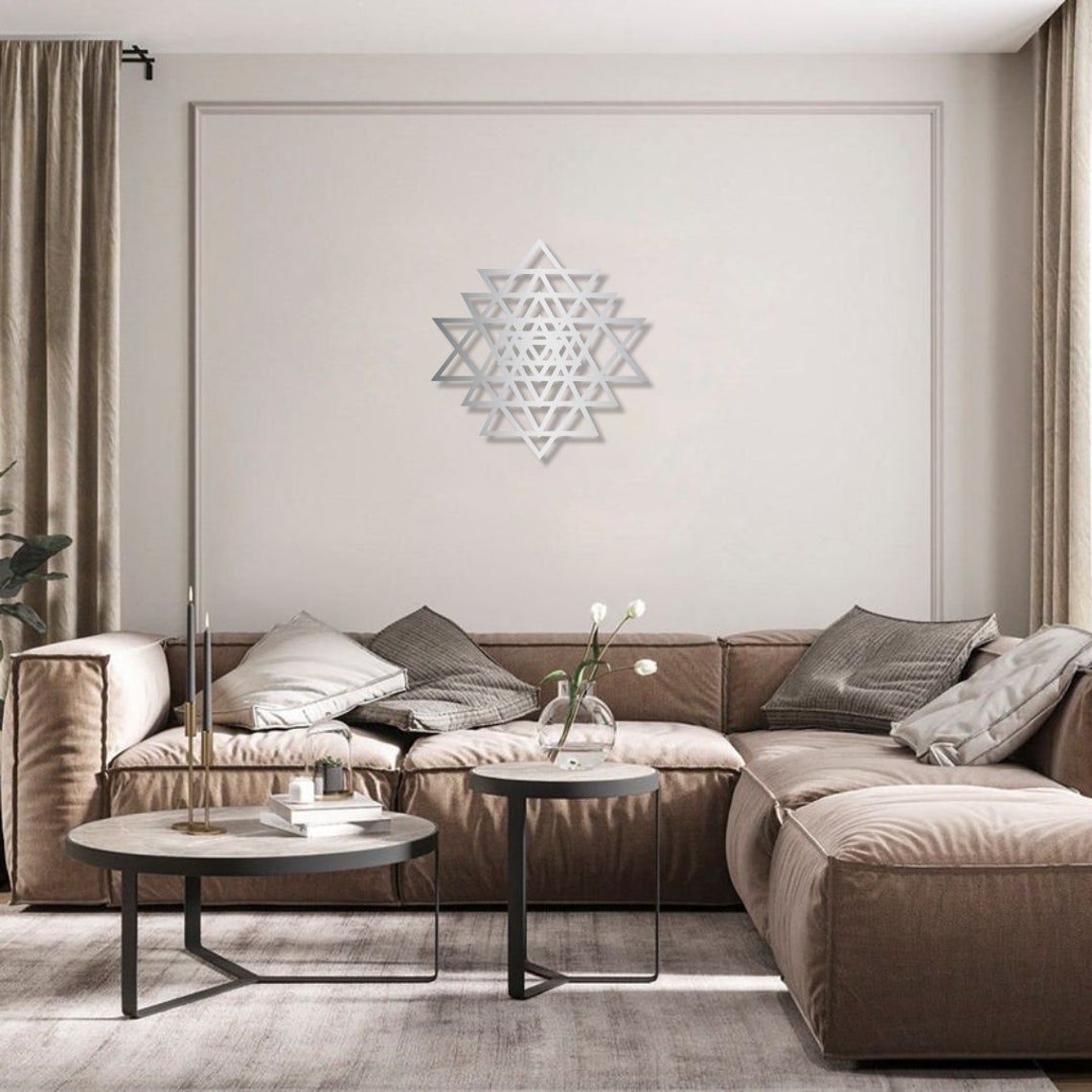 Geometric Metal Wall Art Metal Triangle in Triangle Sign for - Etsy