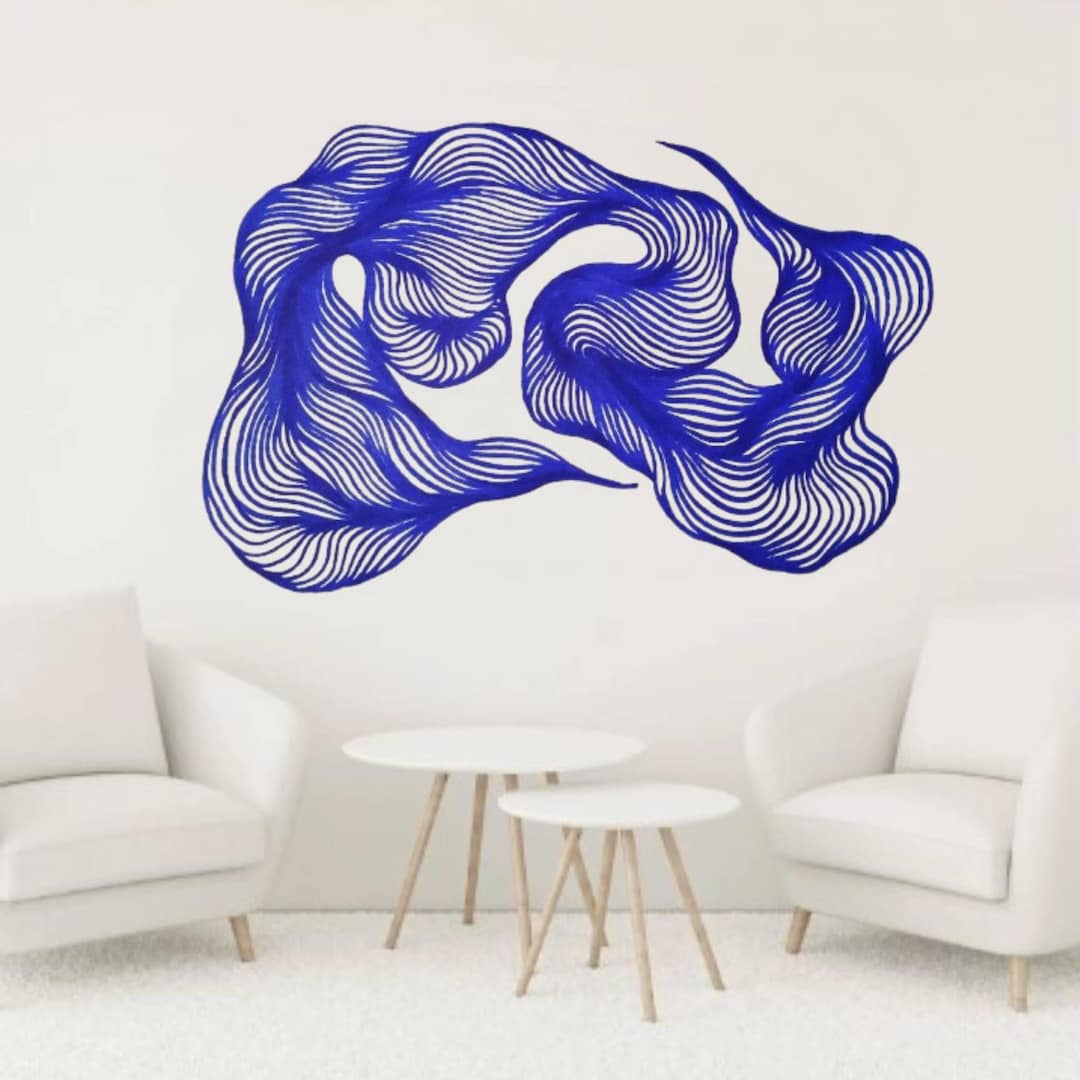 Abstract Blue Metal Wall Art,minimalist Metal Blue Wall Hanging,modern ...