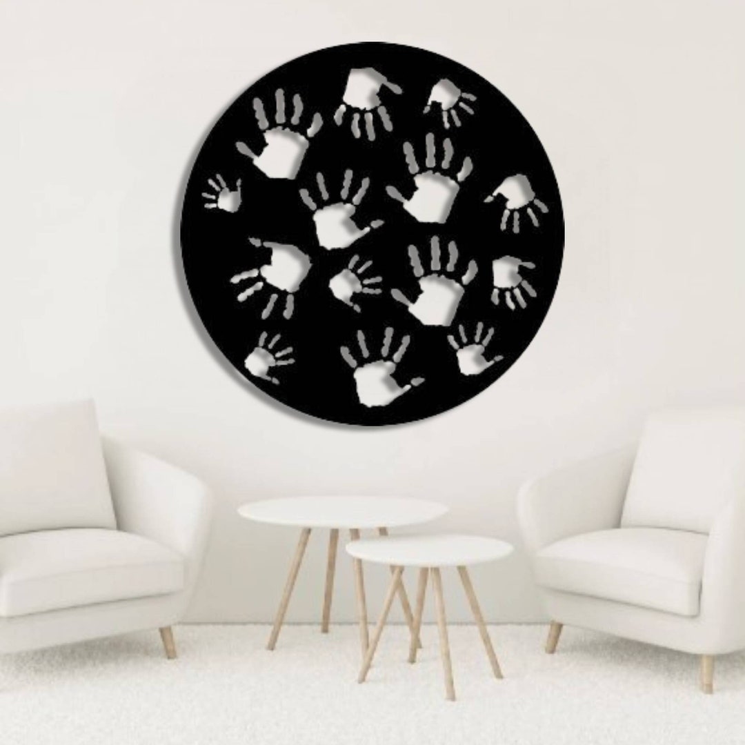 Child Handprint Metal Wall Art,metal Handprint Wall Decor,circular ...