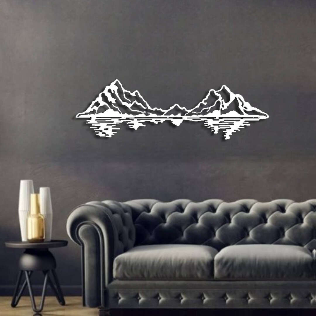 Large Mountain White Metal Wall Sculpture,hill Sign White Metal Wall ...