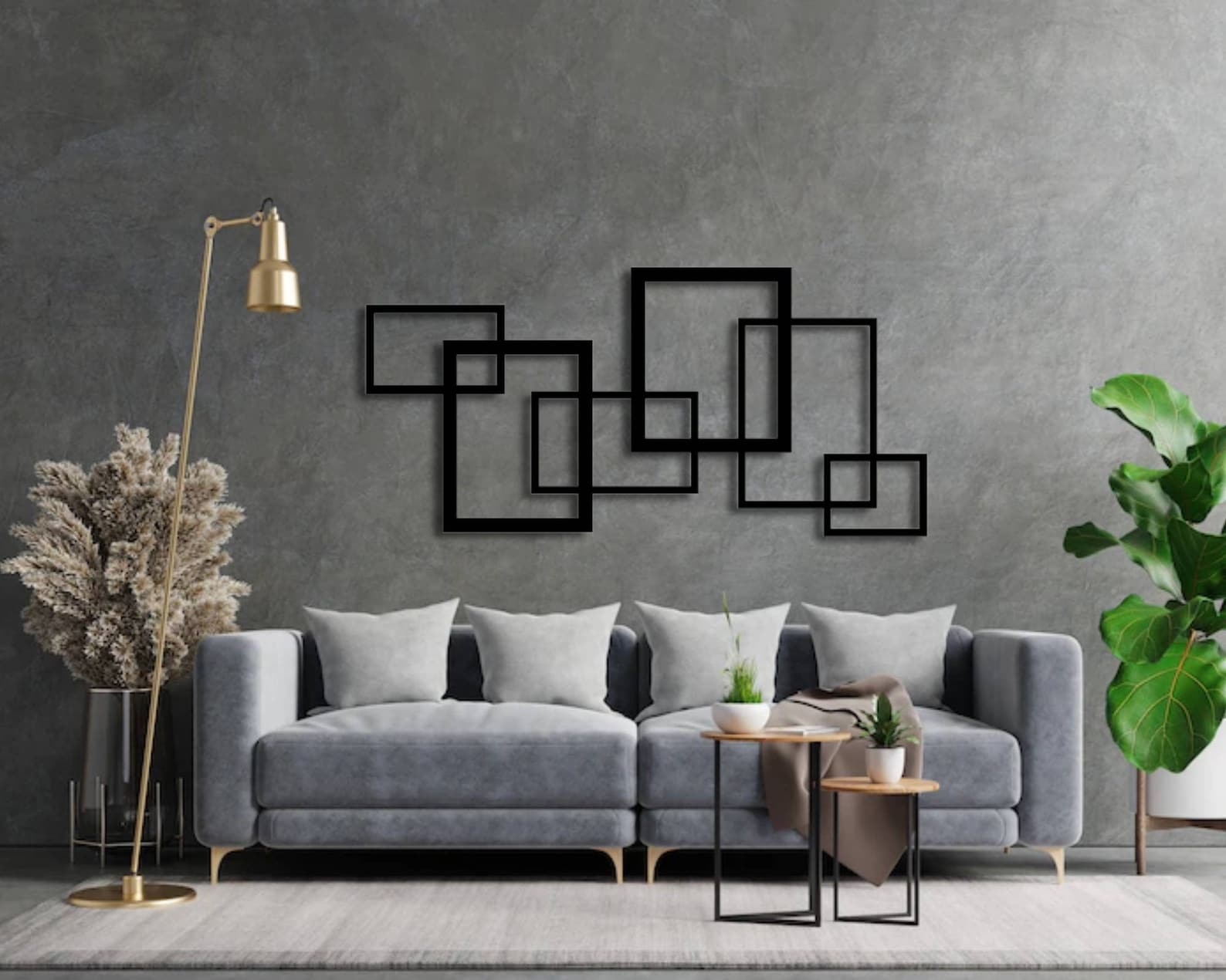 Metal Frame Art for Wall,metal Geometric Wall Hanging, Metal Square in ...