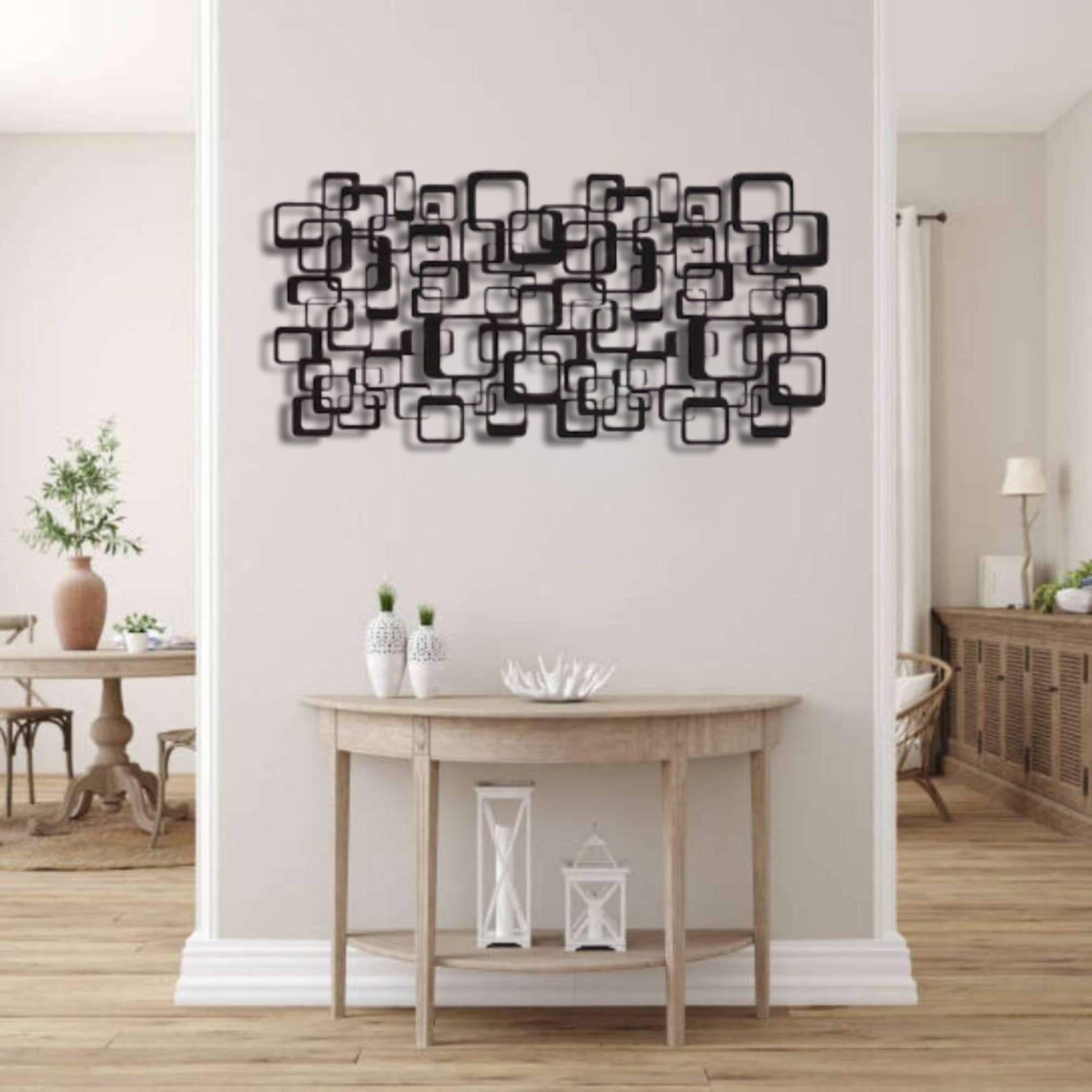 Geometric Horizontal White Metal Wall Art,white Metal Wall Hanging ...