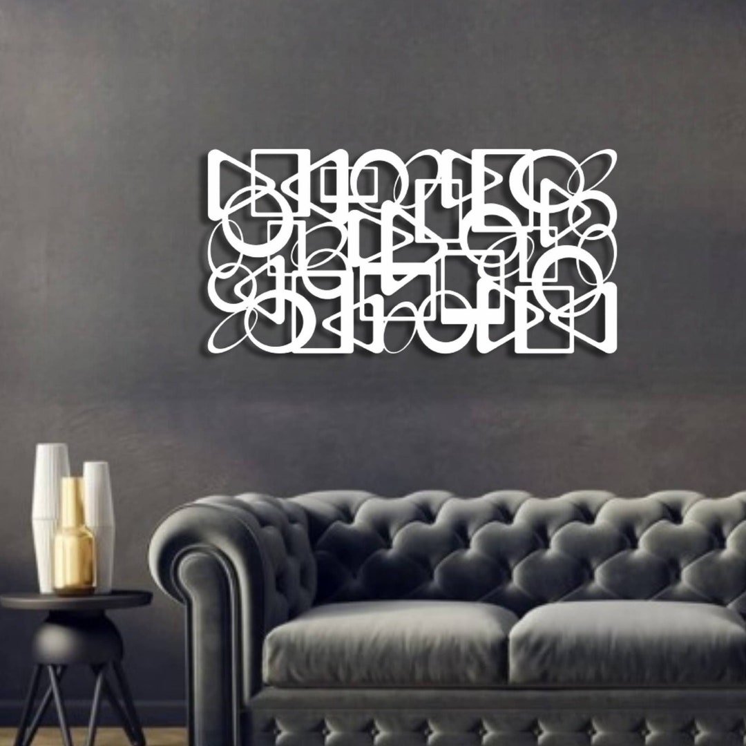 White Geometric Horizontal Metal Wall Decor,abstract Wall Art ...