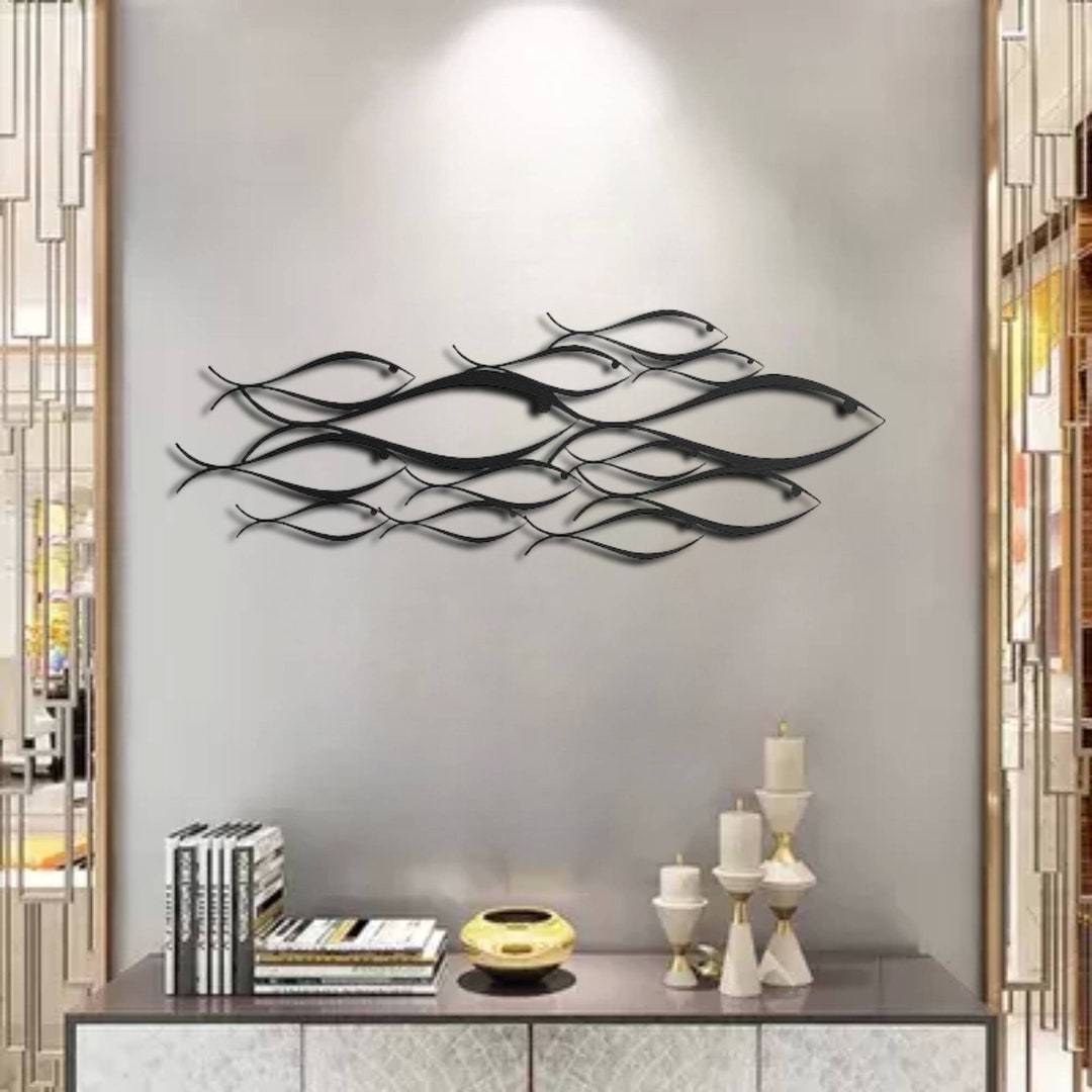 Fish Flock Metal Wall Sculpture,metal Fish Flock Sign for Wall Deco ...