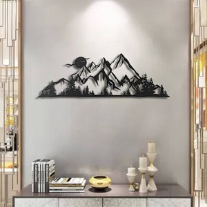 Large Mountain Metal Wall Sculpture,hill Sign Metal Wall Decor,mountain ...