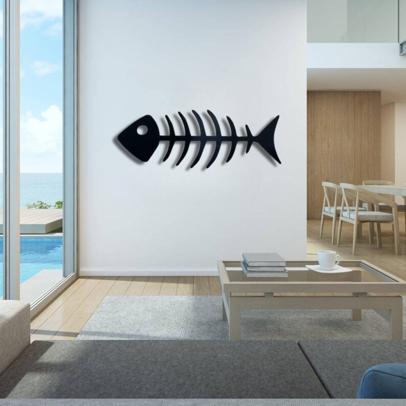 Fishbone Metal Wall Sculpturefishbone Metal Wall Decormetal - Etsy
