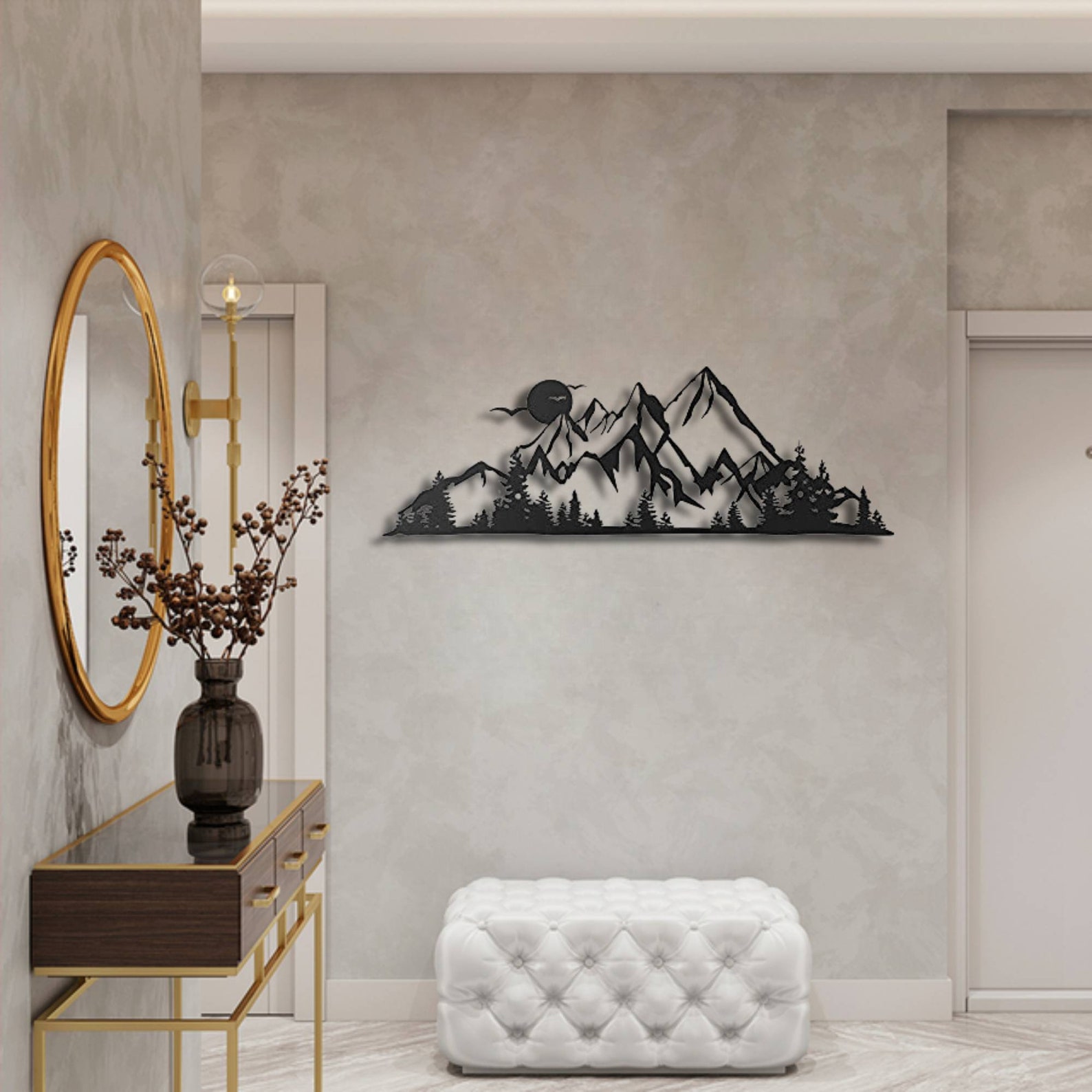 Large Mountain Metal Wall Sculpturehill Sign Metal Wall - Etsy