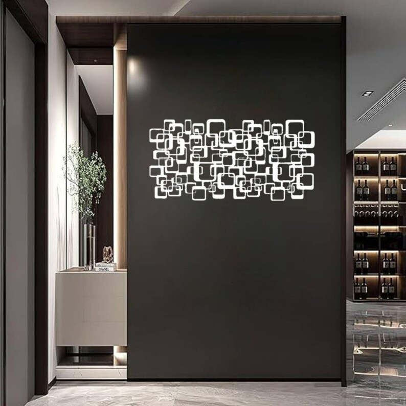 Geometric Horizontal White Metal Wall Art,white Metal Wall Hanging ...