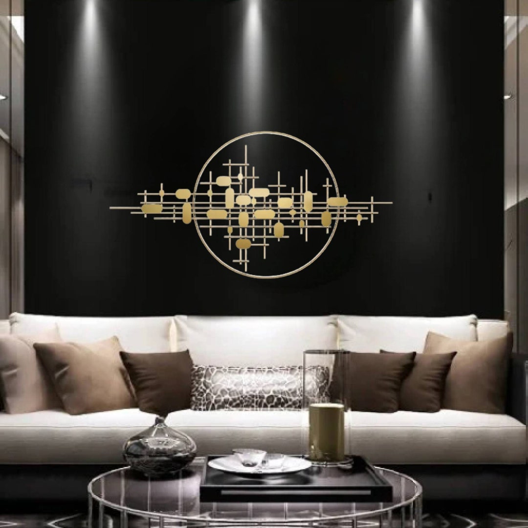 2-golden Metal Geometric Sign for Wall, Large Metal Wall Art for ...